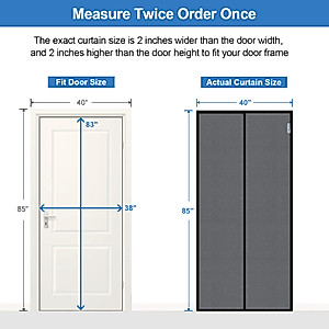 DCUINS Magnetic Fabric Thermal Insulated Door Curtain Fit Door Size 38" x 83", Upgraded Full Strip Magnets Doorway Curtains, Door Insulation Blanket Keep Privacy for Year Round, Dark Grey