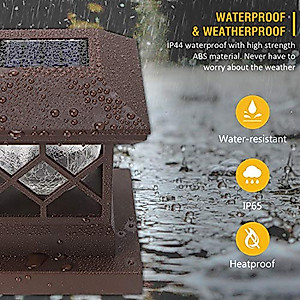 TWINSLUXES Fence Post Cap Light, LED Solar Lights for Deck Posts, Solar Post Caps Light Outdoor for 3.5x3.5/4x4/5x5 Posts, Wood or Vinyl Fence Deck Post, Warm Light (Brown)