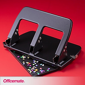 Officemate Medium Duty 3 Hole Punch with Ergonomic Handle, 30 Sheet Capacity, Black (90088)