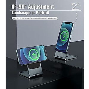 Moko Armor Foldable Magnetic Wireless Charger Stand Aluminum Alloy, Compatible with iPhone 14/13/12 Pro/Pro Max Fast Charging Station Dock Wireless Magsafe Desk Charger Holder,Light Gunmetal