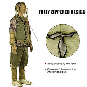 Lixada Outdoor Net Clothing Suit with Jacket Hood,Pants Net,Leg Gaiter and Gloves,Protective Whole Body Jacket Ultra-fine Mesh for Outdoor Fishing Hiking Camping Gardening