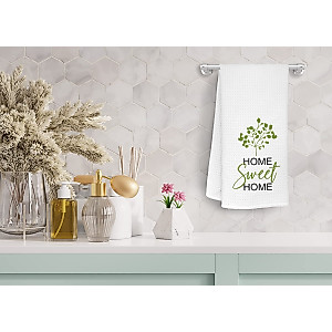 ZJSYXXU Home Kitchen Towels Dishcloths,Home Sweet Home Moringa Leaf Dish Towels Tea Towels Hand Towels for Kitchen,Housewarming Gifts for New House New Apartment Women Men(372)