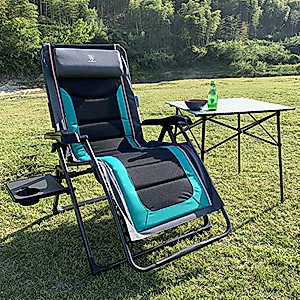 EVER ADVANCED Oversize XL Zero Gravity Recliner Padded Patio Lounger Chair with Adjustable Headrest Support 350lbs (Green)