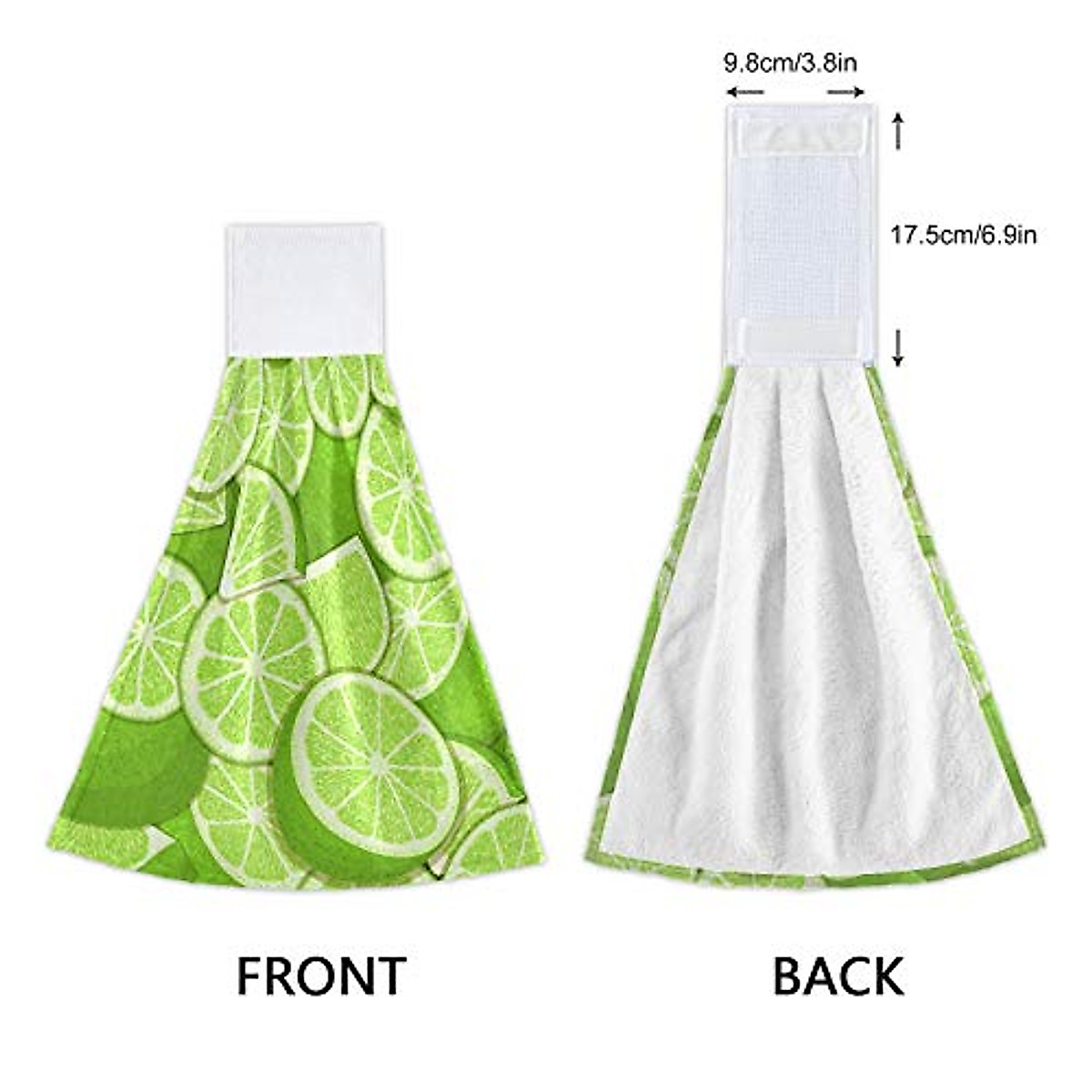Ripe Juicy Lemon Kitchen Hanging Towel Green Tropical Limes Hand Towels Set 2 Pcs Tea Bar Dish Cloths Dry Towel Soft Absorbent Durable for Bathroom Laundry Room Decor