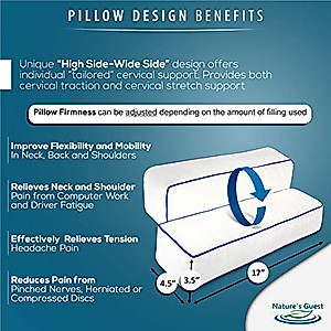 Nature's Guest Adjustable Cervical Neck Roll Bolster Pillow, Better Than Memory Foam Pillow, Neck Pillow for Sleeping, Cervical Cylinder Pillow for Spine Back, Neck Pain, Travel Pillow Leg Bed Pillow
