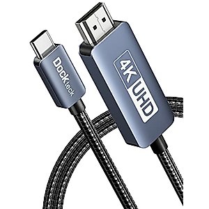 dockteck USB C to HDMI Cable, 3Ft Thunderbolt 3/4 to hdmi 4K[60Hz] Braided Cord, High-Speed HDR USB C to Hdmi Cable for MacBook Pro/Air, iPad Air 4/iPad Pro 2021/iMac/S20/XPS 15/Dell