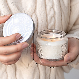 Art Secret 4oz Sun Moon Stars Embossed Glass Candle Container with Lid and Labels (Pack of 18, Clear)