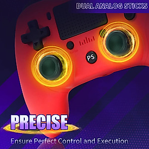 OKHAHA Controller for PS4 Wireless Controller for Playstation 4 Controller DoubleShock 4 Wireless Motion Sensor, Gifts for Kids Gifts for Girls, Magma Red