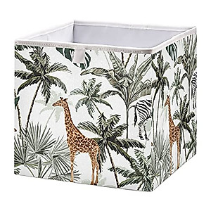 RunningBear Giraffe Zebra Storage Basket Storage Bin Square Collapsible Storage Cubes Nursery Storage Hamper Organizer for Home Office