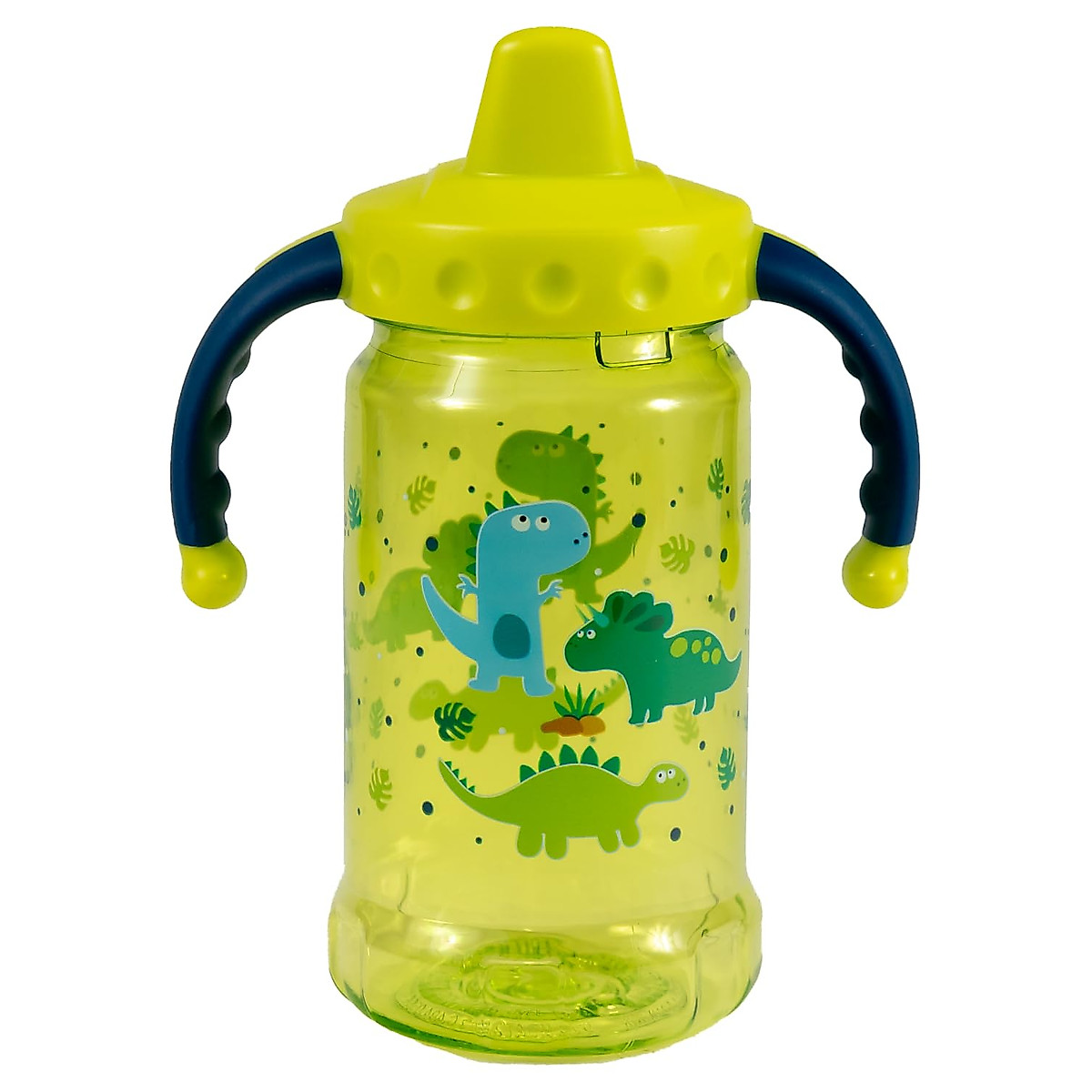 COOL GEAR 2-Pack 12 oz Gripper Sipper Cups For Kids & Toddlers - Dishwasher Safe, Spillproof, Leakproof Waterbottle With Handles For Babies - Shark/Dino