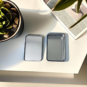 OVELCH 4pcs Rectangular Tin Box with Lid - 6-Pack Empty Tin Can Storage Container for Treats, Gifts, Favors and Crafts Black 3.94x2.56x1.3 Inches