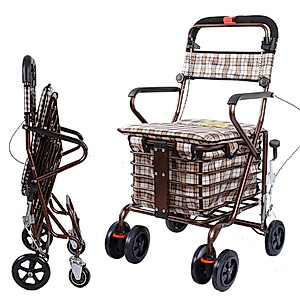 Shopping Trolley on Wheels Portable Folding Elderly s, Foldable Shopping Cart, Large Capacity, in Grey, for Young and Old