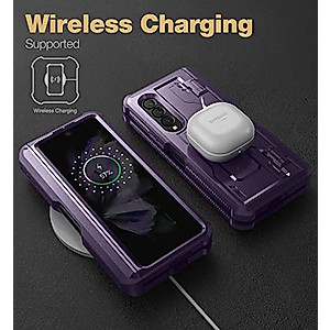 Dexnor Shielder Series Case for Samsung Galaxy Z Fold 3(2021), Military-Grade Full-Body Shockproof Rugged Bumper Case Cover with Built-in Screen Protector & Kickstand & S Pen Slot,Phantom Pruple