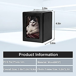PCS Pet Urns for Cats, Cat Photo Urn, Cat Urn for Ashes, Urns for Cat Ashes, Pet Cremation Box Black-Small