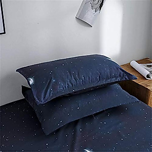 HYPREST Duvet Cover Queen Size, 3 Pcs Star Moon Galaxy Patterned Duvet Cover Set Kawaii Cute Bedding Sets Queen Soft Breathable