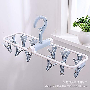 Falytemow Clip and Drip Hanger Folding Portable Travel Socks Hanger Underwear Hanger with 2 x 12 Clothespins, Hanger for Drying Towels, Bras, Baby Clothes, Plastic Laundry Sock Drying Hanger