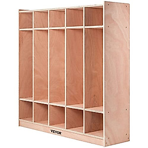 Happybuy 5-Section Classroom Coat Locker, 15mm Thickness Cubbies for Classrooms, Classroom Cubbies, Classroom Furniture with 4 casters for Home, School, Kindergarten