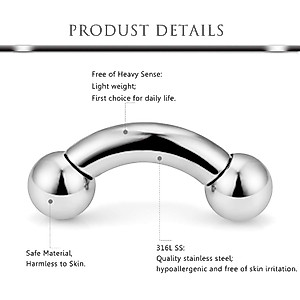 Hoeudjo PA Ring Internally Threaded Curved Barbells CR Bent Barbell 316L Surgical Steel Pierced Body Jewelry for Women Men 2G 4G 6G 8G 4 Pieces 1#