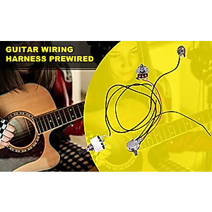 Guitar Wiring Harness, Guitar Prewired Harness Humbucker Wiring Harness Prewired 3 Way Chrome Box Toggle Switch 500K Pots for Electric Guitar with 2 Humbuckers guitar wiring kit