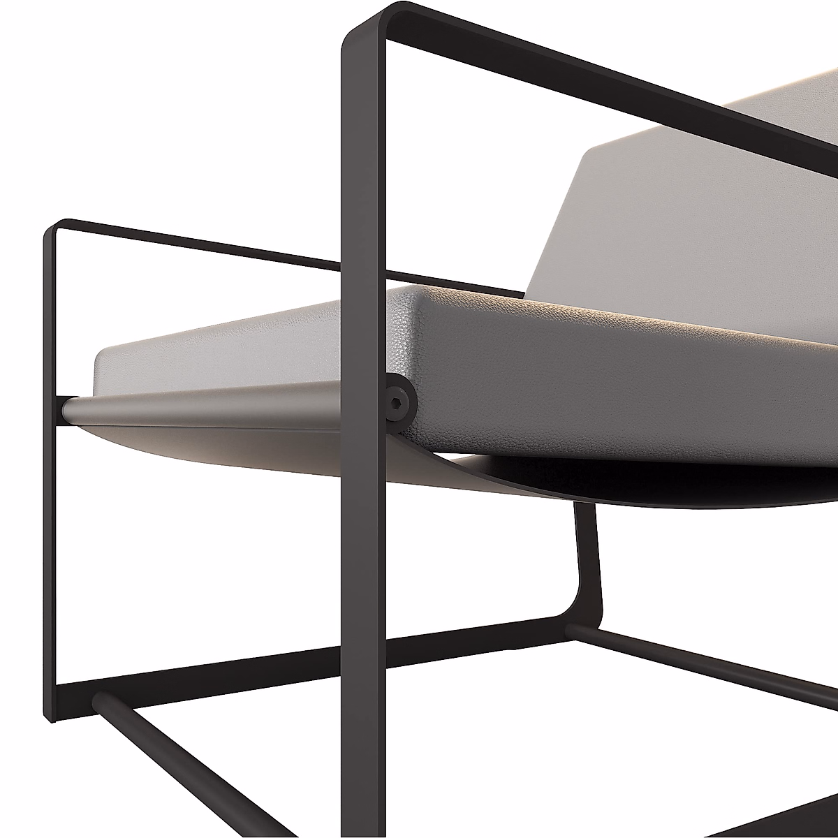 Modern Faux Leather Accent Chairs, Mid-Century Armchairs Ergonomic Chair Reception Chair with Metal Frame for Living Room Bedroom, Study Room (Grey)