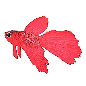 ViaGasaFamido Aquarium Fake Fish, Simulation Silicone Artificial Small Fish with Suction Cup for Fish Tank Ornament(Red Betta Fish)