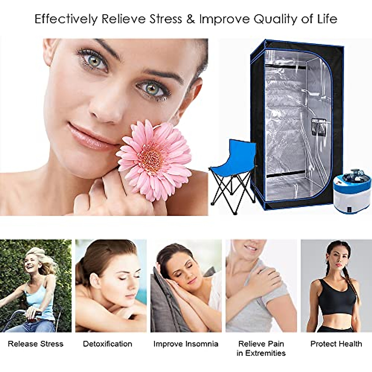 ZONEMEL Portable Steam Sauna, Personal Full Body Sauna Spa for Home Relaxation, 4 Liters 1500 Watt Steamer, Remote Control, Timer, Portable Sauna Chair (L31.5 x W31.5 x H55.1, Clear Door)