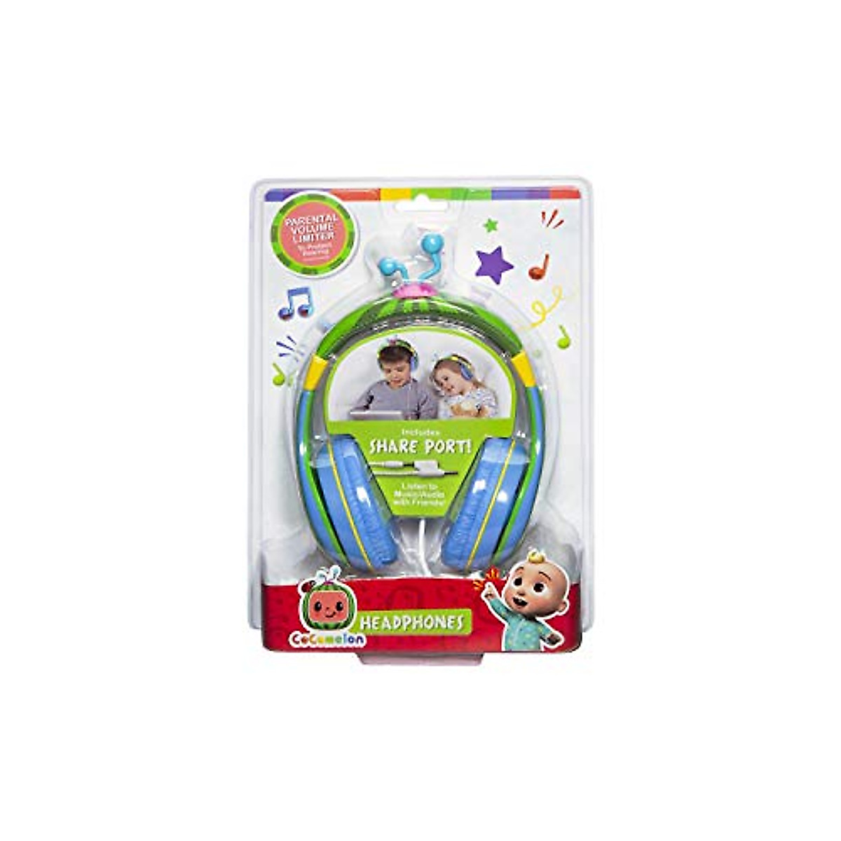 eKids Cocomelon Wired Headphones for School, Home or Travel, Includes Share Port