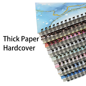 Yansanido Spiral Notebook, 8 Pcs A5 Marble Design Thick Hardcover 7mm College Ruled 80 Sheets -160 Pages Journals for Study and Notes (8 Style A5)