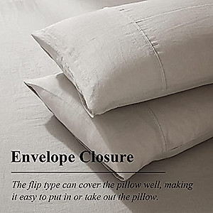 Ivellow Pure Linen Duvet Cover Set 100% Washed French Flax Natural Linen Duvet Cover Queen, 3 Pcs Soft Breathable Moisture Wicking Comfy Cooling Duvet Cover Set-1 Linen Queen Duvet Cover 2 Pillowcases