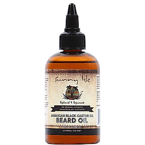 Sunny Isle Jamaican Black Castor Oil Beard Oil 4oz | Conditioning Growth Oil for Thicker Facial Hair | Softens, Strengthens Beards & Mustaches | Hydrates Skin