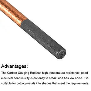PATIKIL Copper Coated Gouging Carbon Electrode Rods, 10mm/0.4 Inch Dia, 355mm/14-inch Length for Welding, Pack of 5