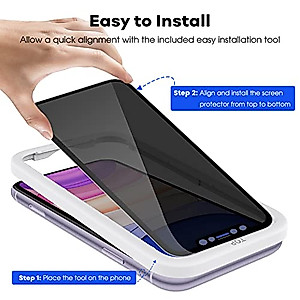 JETech 4 Way 360° Privacy Screen Protector for iPhone 11/iPhone XR 6.1-Inch, Anti-Spy Full Coverage Tempered Glass Film with Easy Installation Tool, 2-Pack