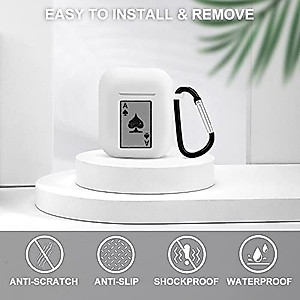 Ace of Spades Silicone AirPods Case Protective Cover Compatible with AirPods 2 & 1 with Keychain