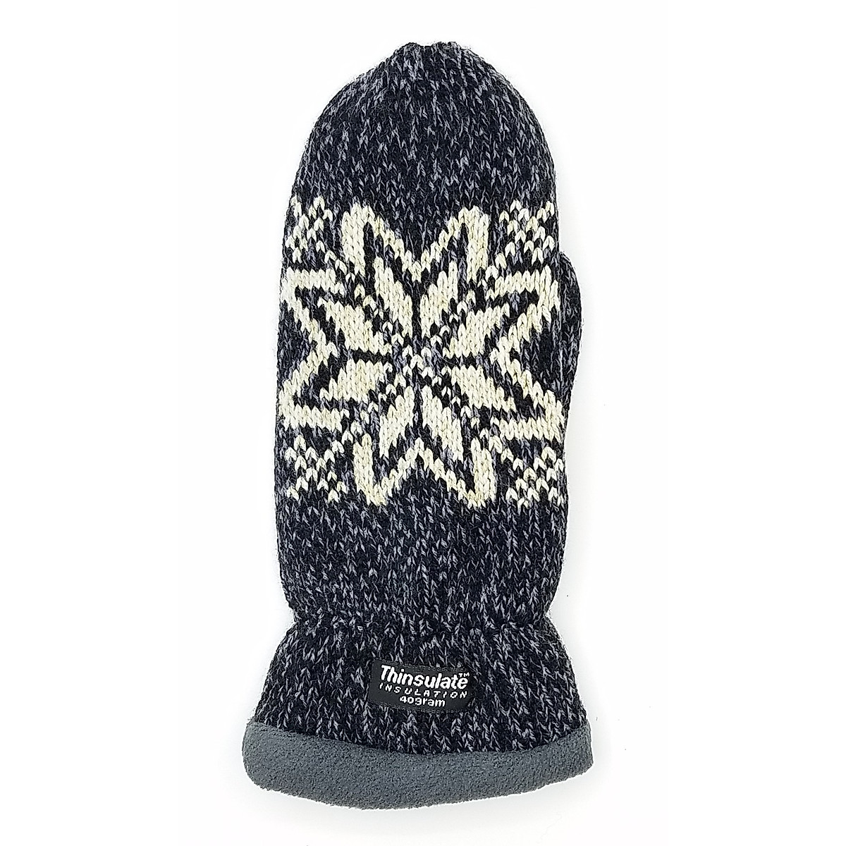 BRUCERIVER Women Snowflake Knit Mittens with Warm Thinsulate Fleece Lining Size M (Black)