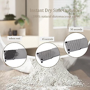 Black Bathroom Vanity Tray and Instant Dry Sink Caddy Kitchen Sponge Soap Holder Dispenser Organizer Stone Tray for Sink, Bathroom, Counter, Small, Foam,