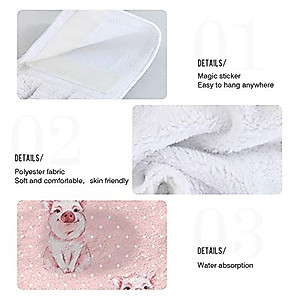 KEEPREAL Pink Pig Kitchen Towels Set of 2, 12 X 17 in Soft Hand Towels or Dishcloths with Hanging Loop, Absorbent Hand Towel for Bathroom Kitchen Décor