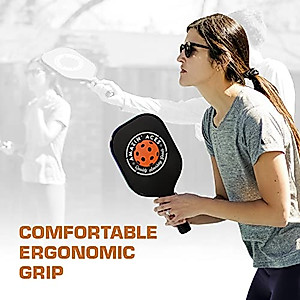 Amazin' Aces Classic Graphite Pickleball Paddles Set of 2 with 4 Pickleball Balls, Lightweight, Black Pickleball Rackets with Soft, Nonslip Comfort Grip Handles & Protective Portable Pickleball Bag