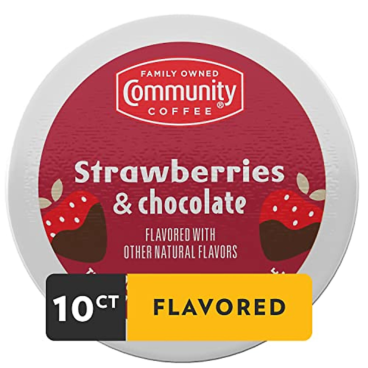Community Coffee Strawberries & Chocolate Flavored 10 Count Coffee Pods, Medium Roast Compatible with Keurig 2.0 K-Cup Brewers, 10 Count (Pack of 1)
