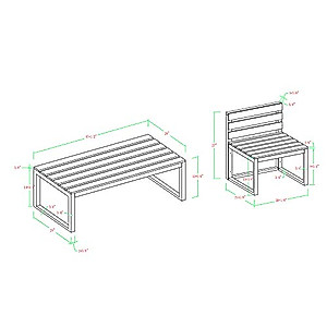 Walker Edison Macae Contemporary 4 Piece Modular Plank Design Outdoor Sectional, Set of 4, Grey