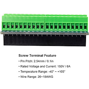 for RPi Pi IO GPIO Terminal Blocks Breakout Board 40Pin 2.54mm / 0.1" Mini Terminal Expansion Board for Raspberry Pi 5 4B 3B+ 3B 2B Zero Zero W