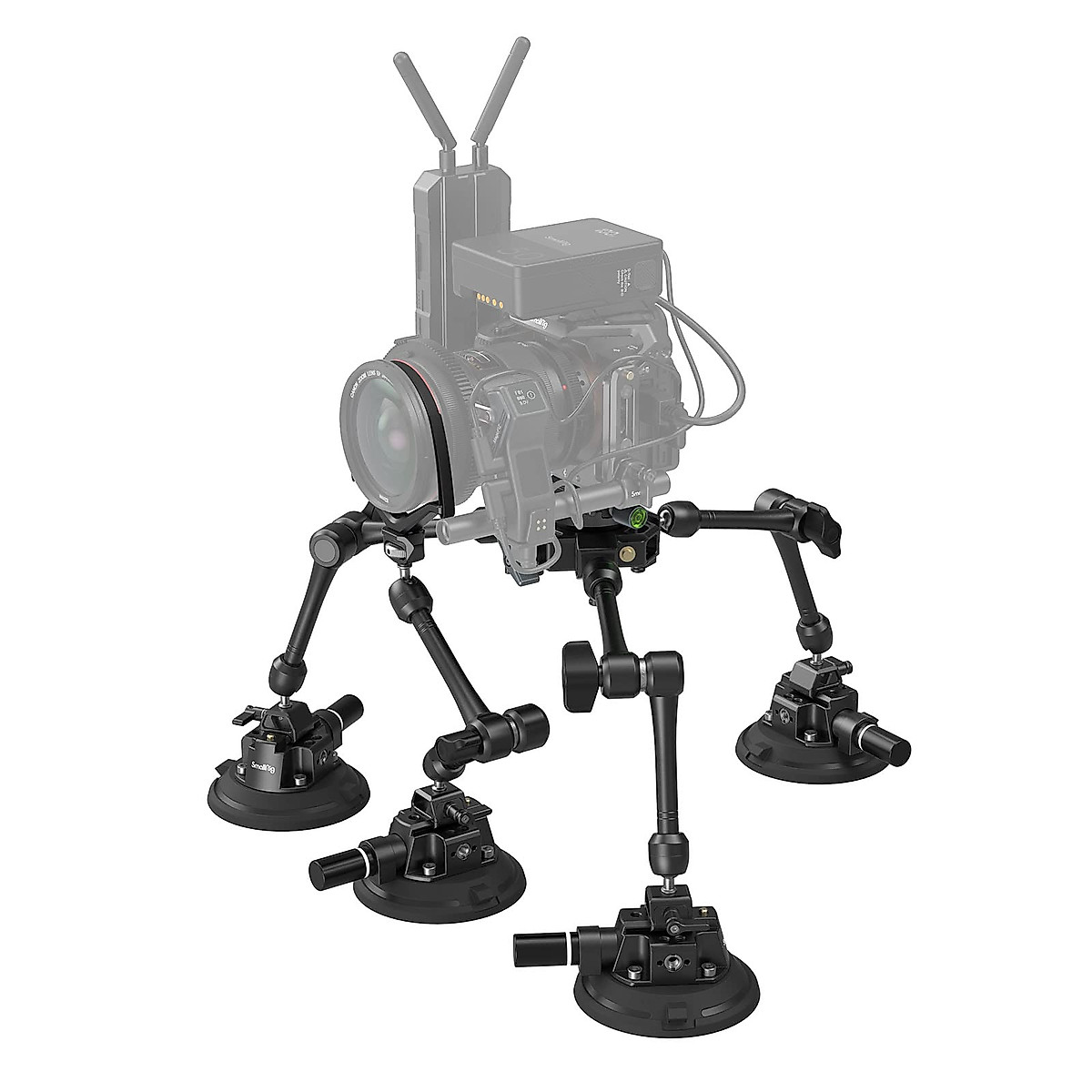 SmallRig Camera Suction Cup Mount, All-in-One 4-Arm Suction Cup Camera Car Mount, Adjustable Professional Gripper Car Mount Stabilizer, for Gopro for DSLR Camera, Camcorder, Vehicle Shooting - 3565