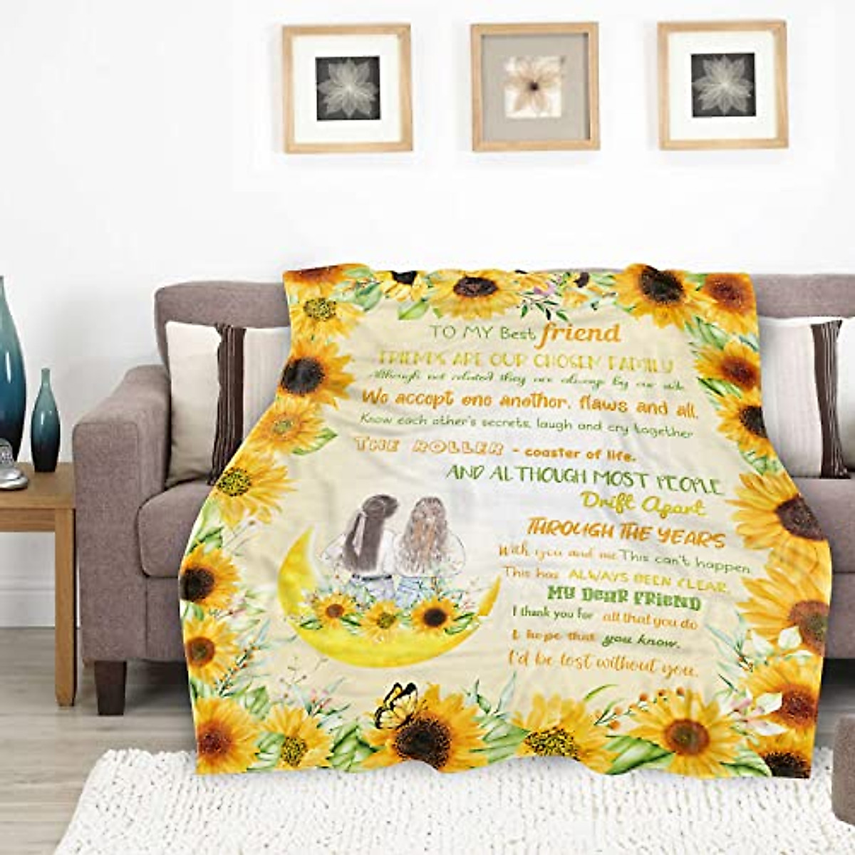 to My Best Friend Blanket,Cozy & Soft Throw Blankets, Best Friend Birthday Gifts for Women,Friendship Gifts for Teen Girls,Besties, Sister, Birthday Gift Throw Blanket 40X50in