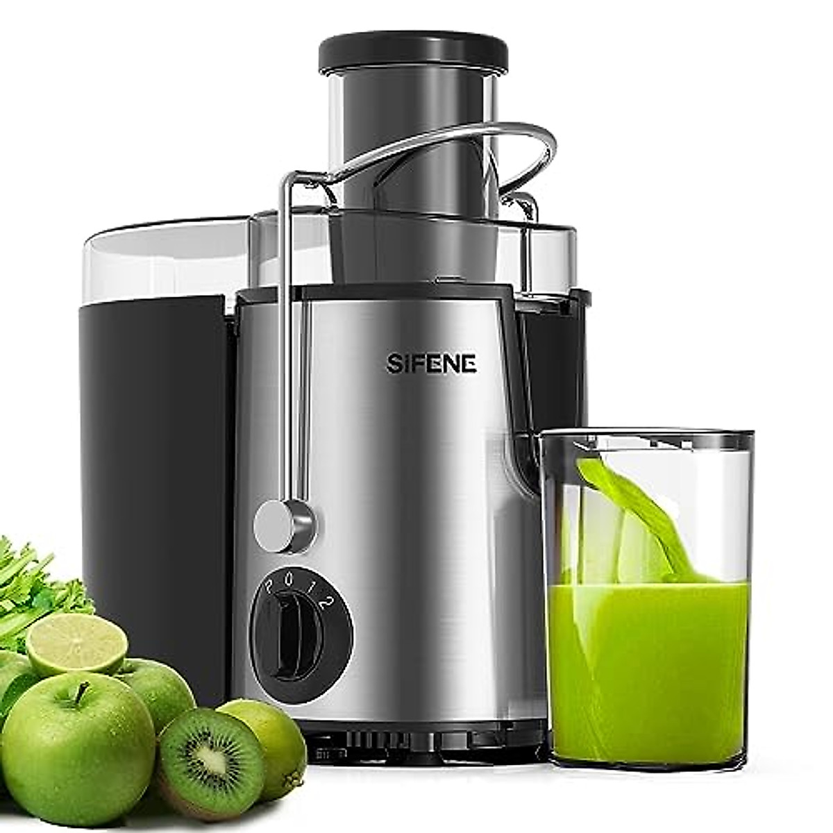 Juicer Machine, SiFENE 500W Centrifugal Juicer Extractor with 3" Wide Feed Chute for Vegetable and Fruit, Juice Maker with 3-Speed Setting, Easy to Clean, BPA Free, Stainless Steel