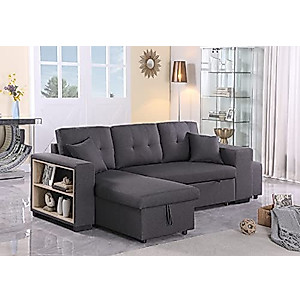 Devion Furniture Alexis Sofabed, 95" W x 53" D x 35H, Dark Gray