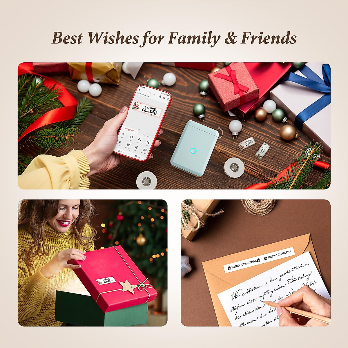 NIIMBOT D110 Label Maker Machine with Tape, Small Thermal Sticker Printer with 0.59''x1.18'' Labels, Portable Bluetooth Connection, White