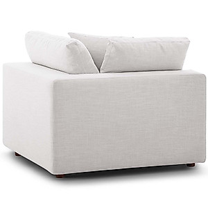 Modway Commix Down Down Filled Overstuffed 7 Piece Sectional Sofa Set, Seating for 6 - Ottoman, Beige