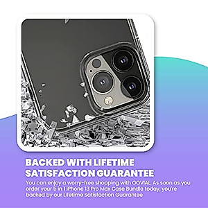 OOVIAL [5 in 1] iPhone 13 Clear Case Bundle with 1 Tempered Glass Screen Protector, 1 Camera Lens Protector and 2xCleaning Kits[Anti-Yellowing Military Grade Protection] 6.1 Inch