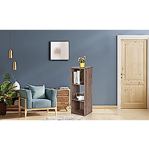 PACHIRA E-Commerce US 3-Tier Open Storage Shelf, Modern Cubby Organizer or Bookcase Cabinet for Living Room Bedroom Office Dorm Room Kids Room, Rustic Brown Oak