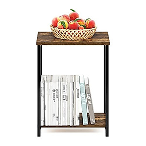 Furinno Simplistic Metal Frame End Table, 1-Pack, Amber Pine