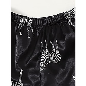 WDIRARA Women's Sleepwear Zebra Print Shirt and Shorts Cute Pajama Set Animal Black XL